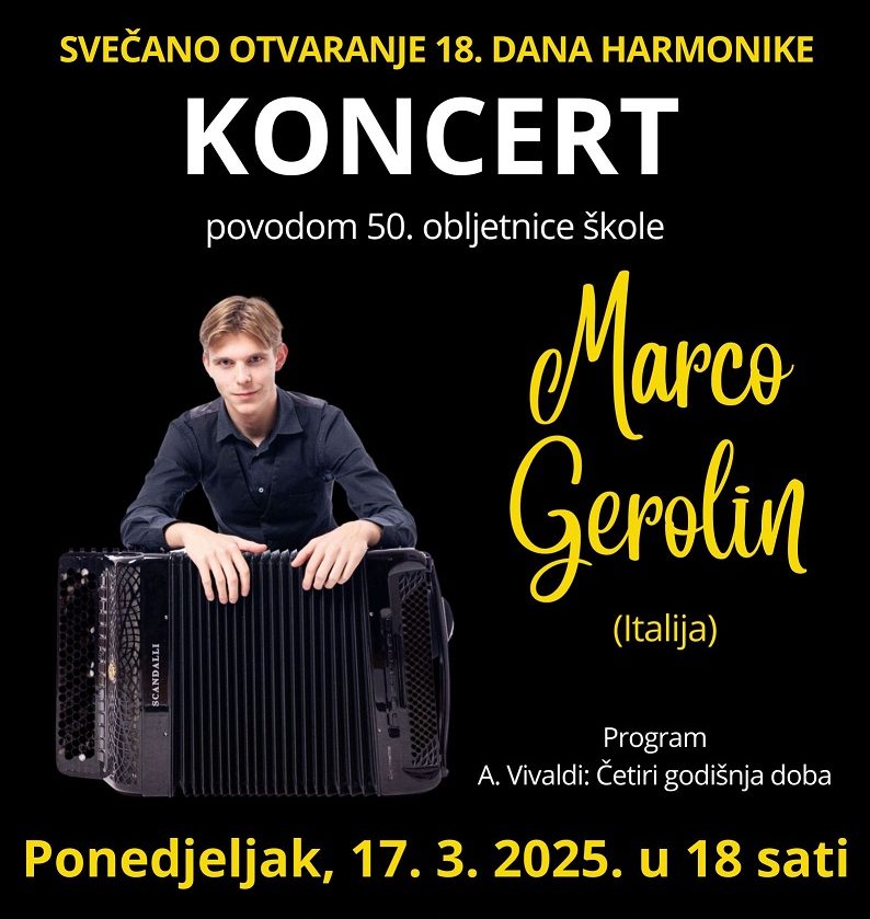 Umjetnička šola Poreč koncertom Marca Gerolina otvara 18. Dane harmonike • Istra Terra Magica